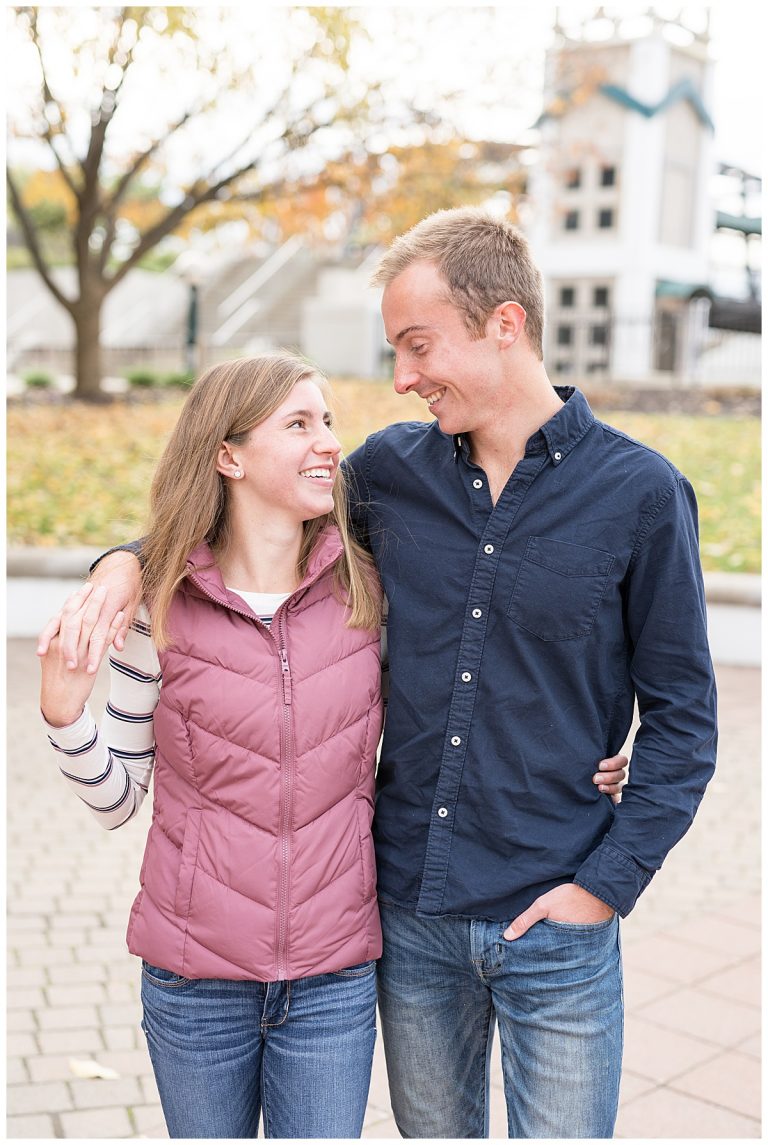 Fall Engagement Photos on the John T. Myers Pedestrian Bridge in ...