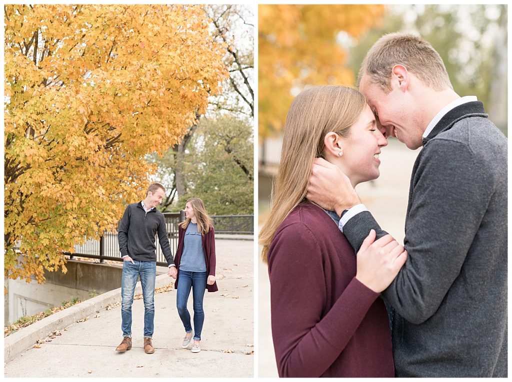 Fall Engagement Photos on the John T. Myers Pedestrian Bridge in ...